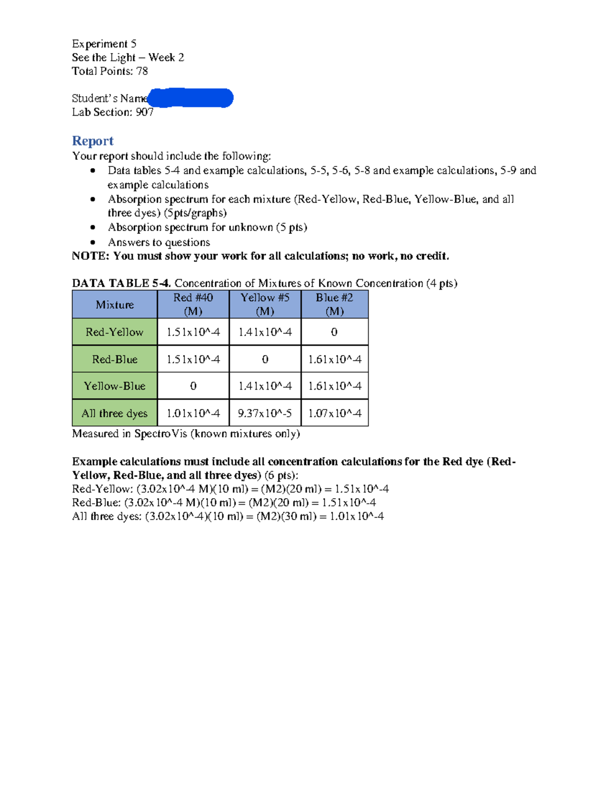 Exp. 5 - Lab Report on Absorption Spectra (Week 2) - Studocu