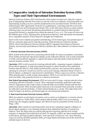 [Solved] 1 Describe each of the four IDS types 2 Explain how each of ...