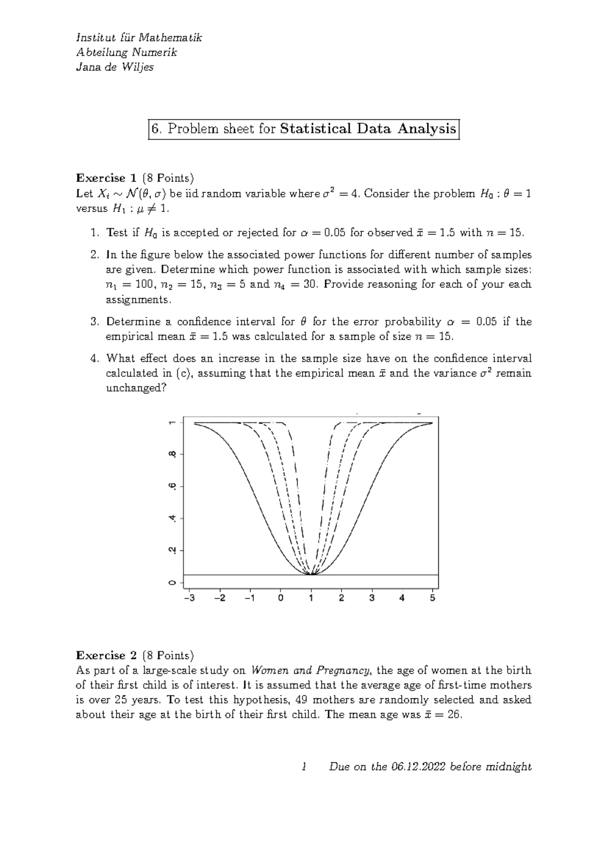 6. Statistical Data Analysis Problem Sheet for Exam Preparation - Studocu