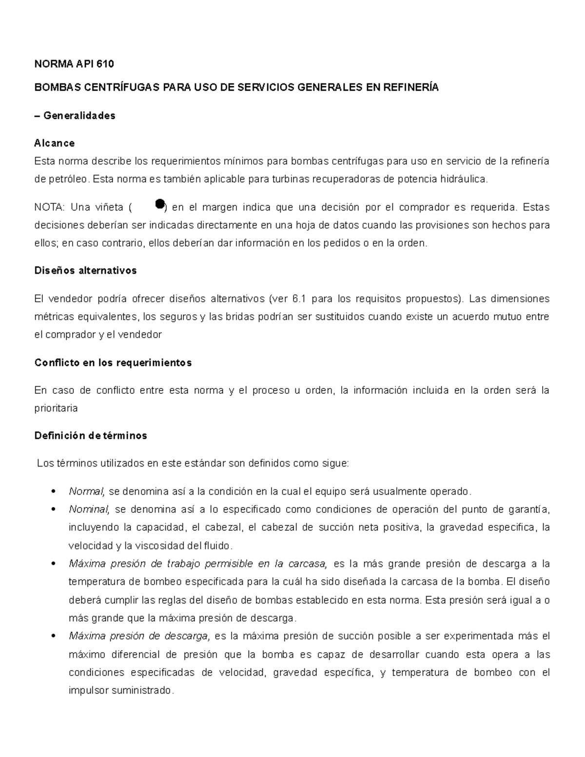 Norma API 610: Requerimientos para Bombas Centrífugas en Refinería ...
