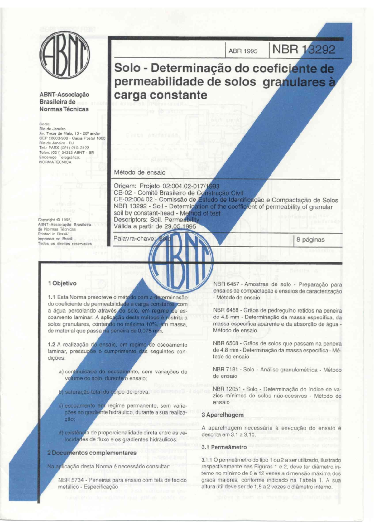 Ensaio de Permeabilidade a Carga Constante - NBR 13292 - Detalhes e ...
