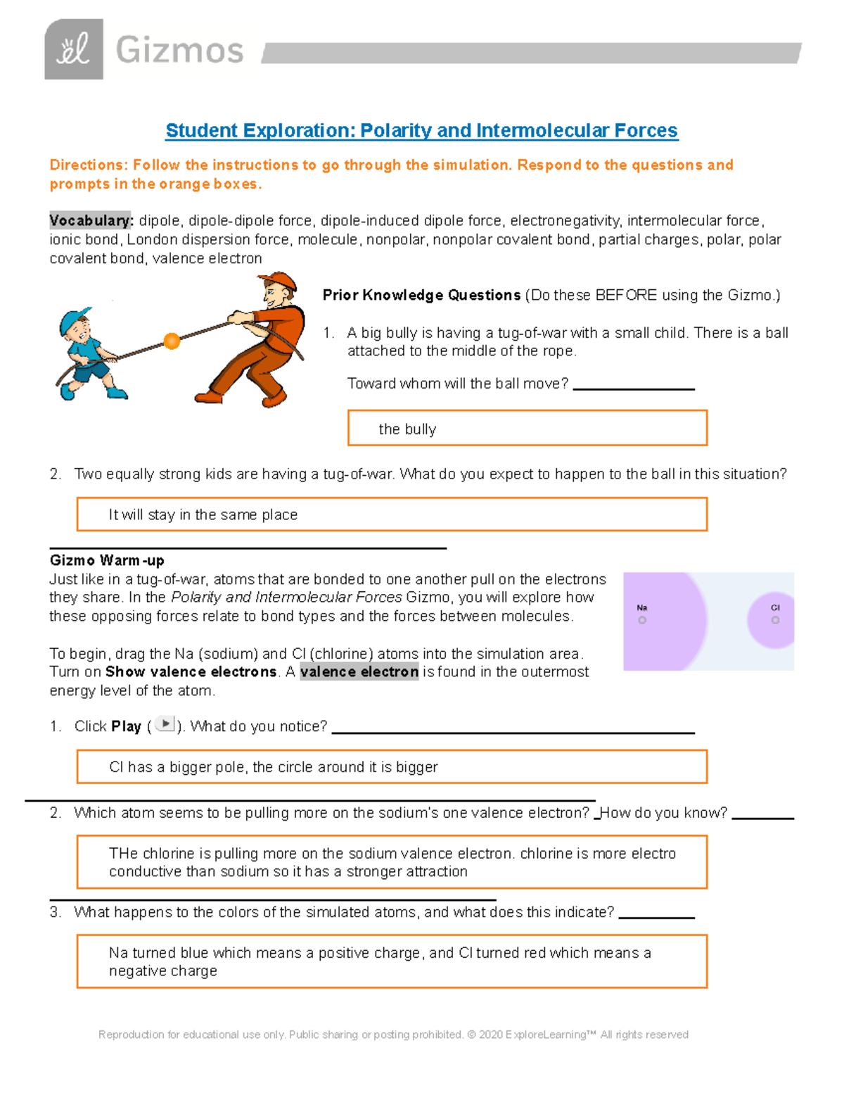 Student Exploration Polarity and Intermolecular Forces - Student ...