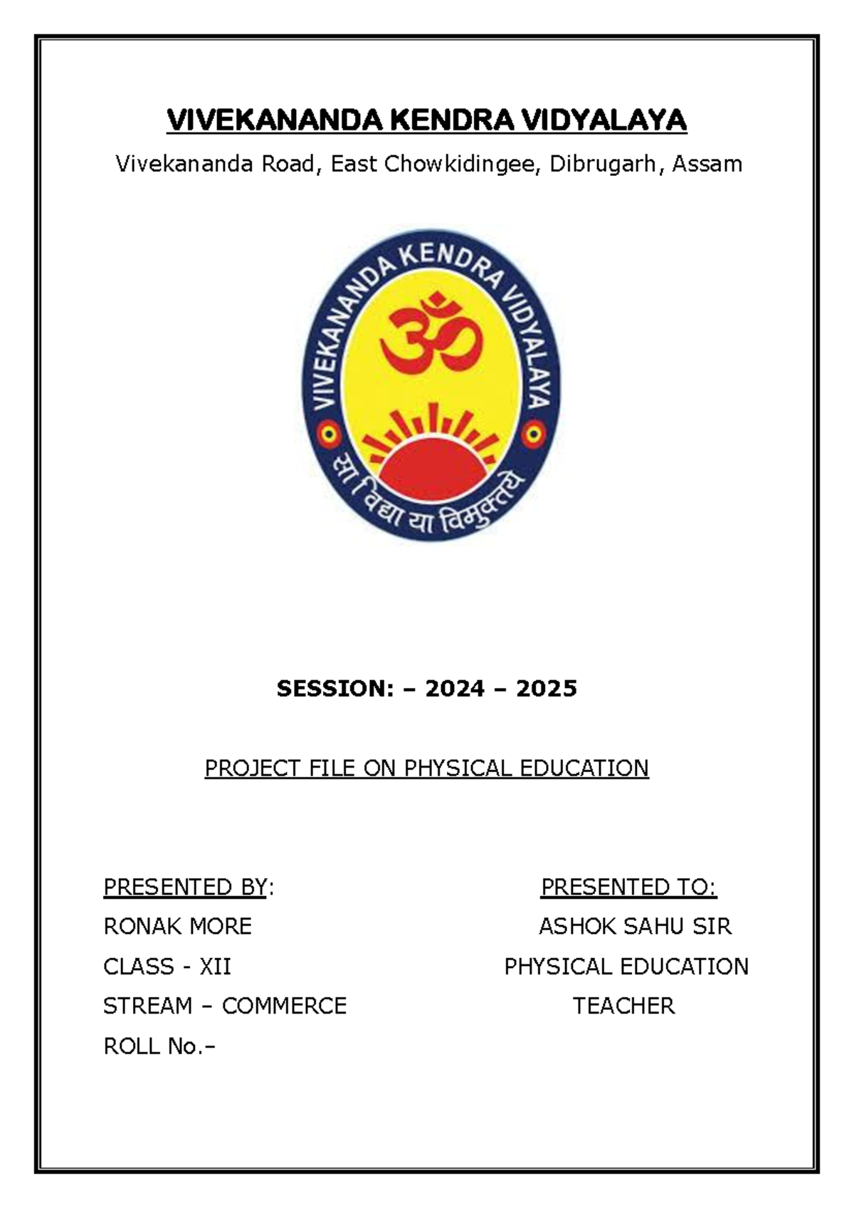 Class XII Physical Education Project File - 2024-2025 - Studocu