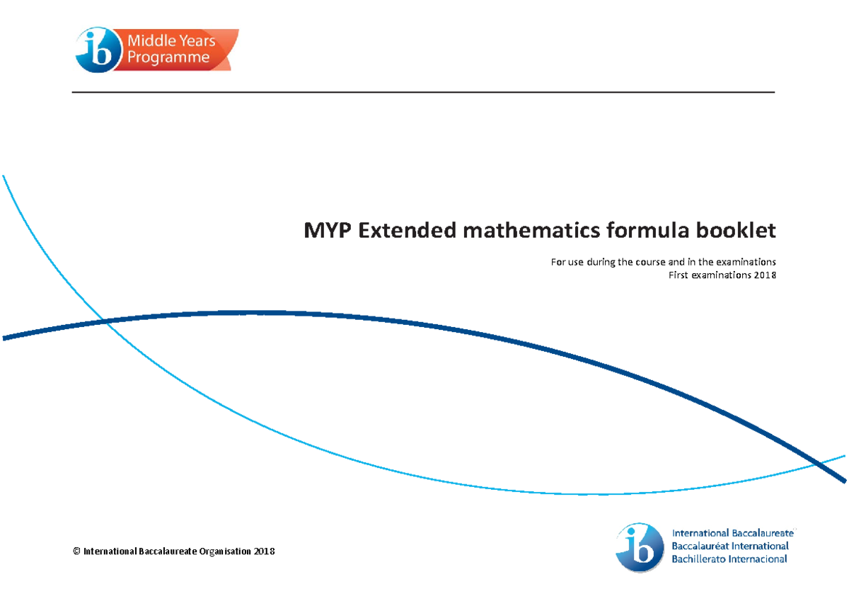 MYP Extended Mathematics Formulae Booklet - Comprehensive Guide - Studocu