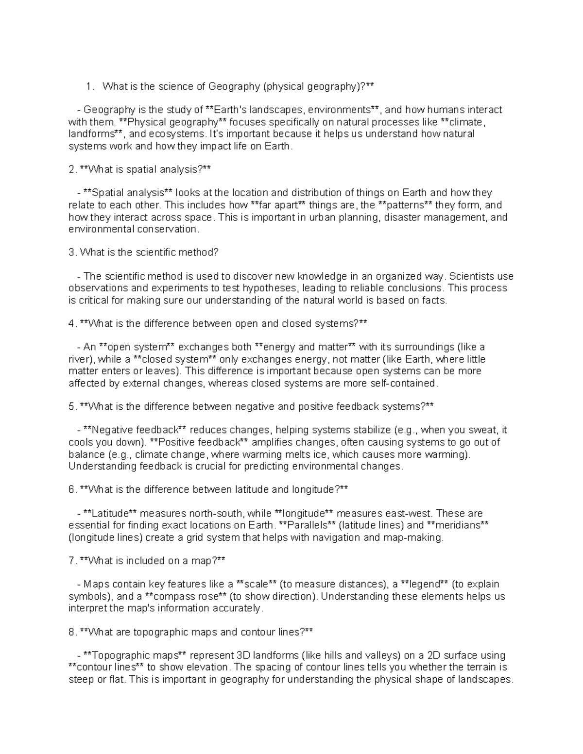 GEOG 103 Exam 1 Study Guide: Key Concepts in Geography - Studocu