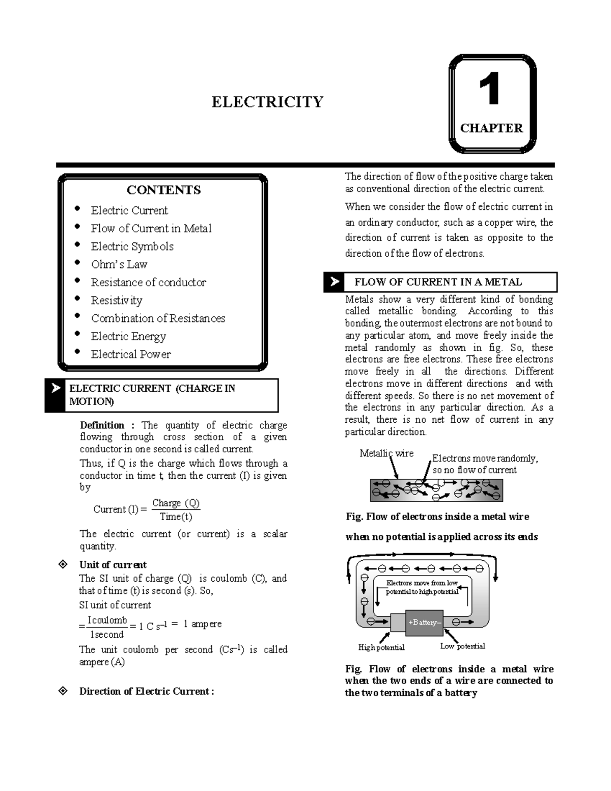 Electricity chapter notes for course 1 - Studocu