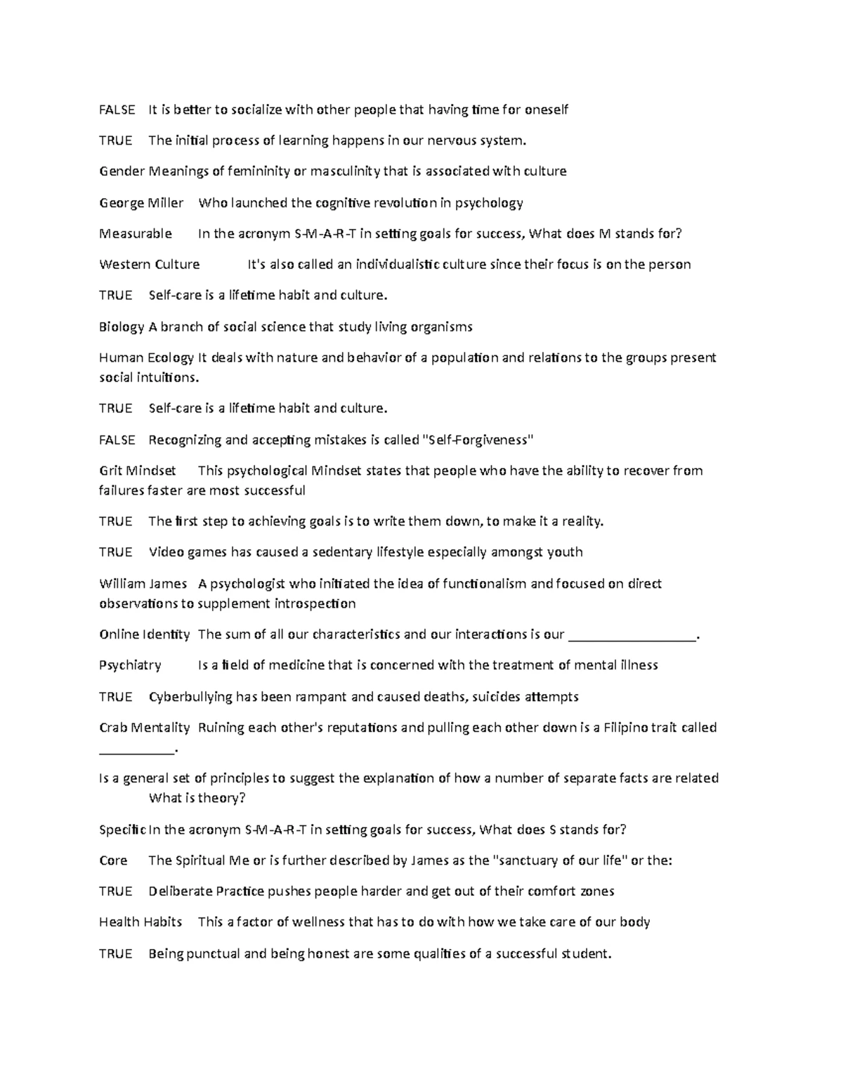 Physical Self - Understanding the Self 1 Course Module Module 8 The ...