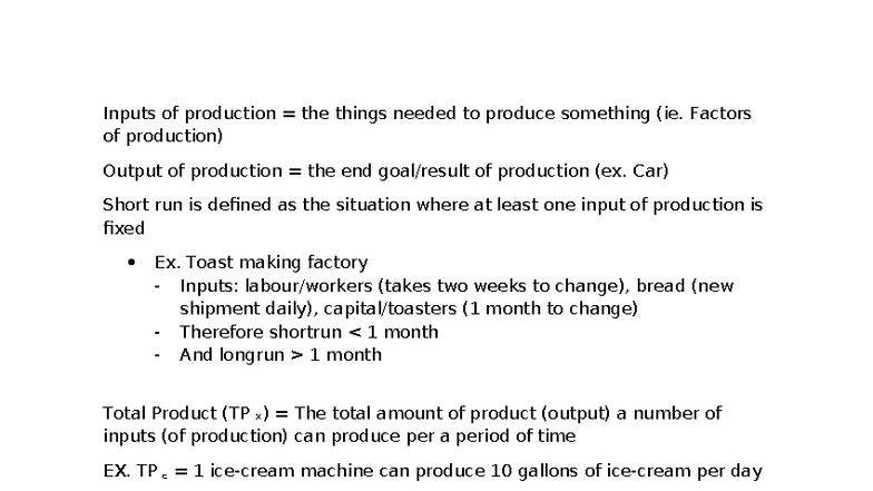 Econ Notes - Micro - Production, Cost, & Perfect Competition Model ...