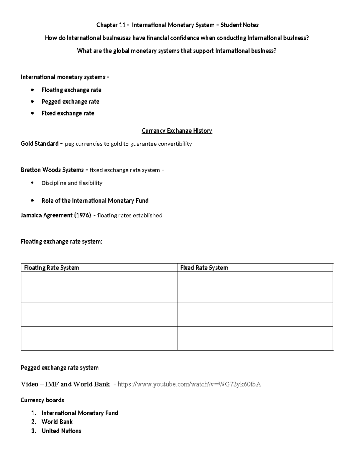 International Monetary System - Chapter 11 Notes - Chapter 11 ...
