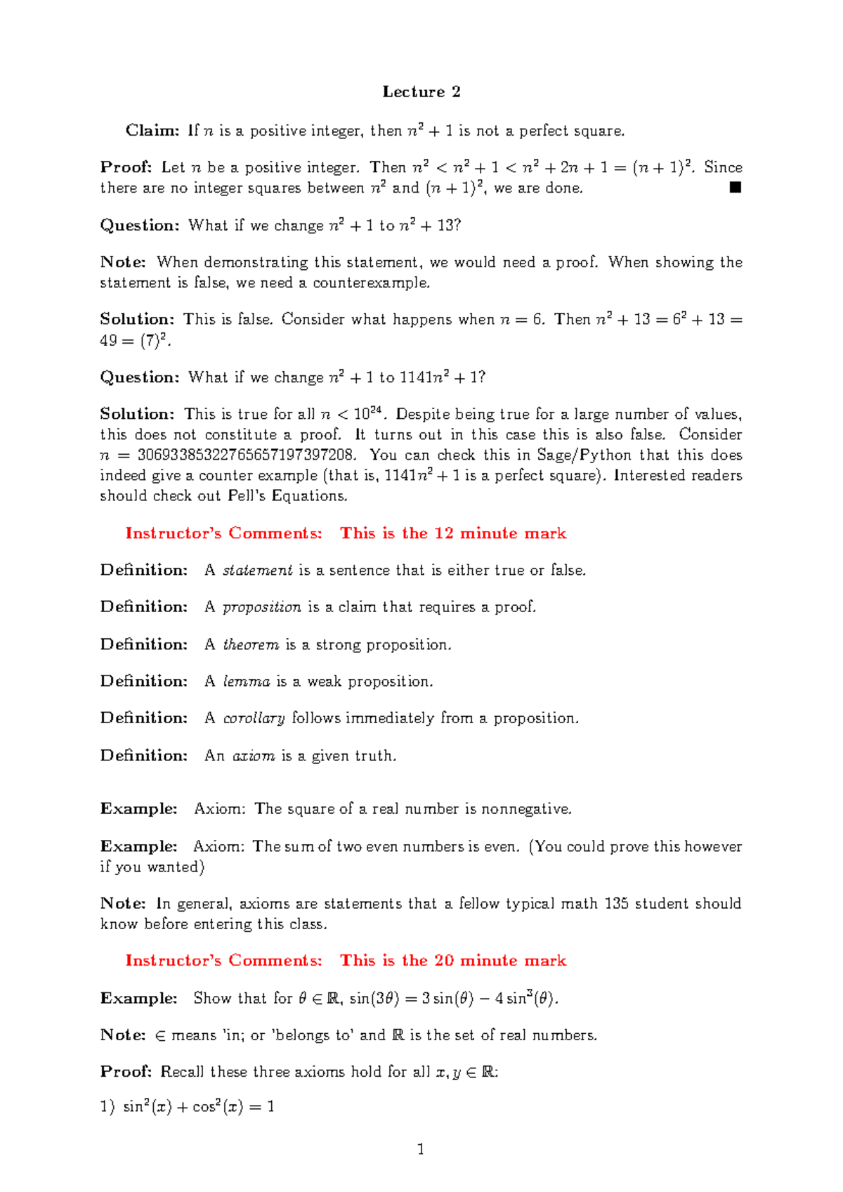 Lecture 2: Proofs and Theorems in MATH 135 - Studocu