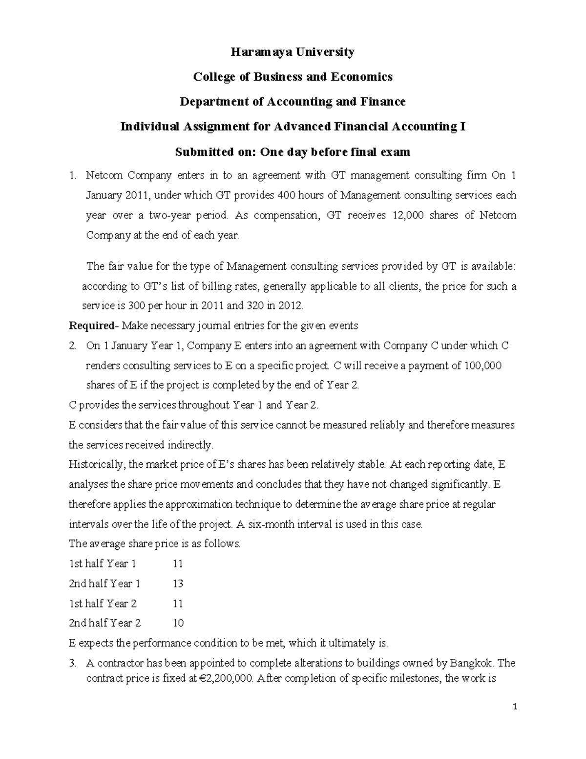 Advanced Financial Accounting I - AFA Individual Assignment - Studocu