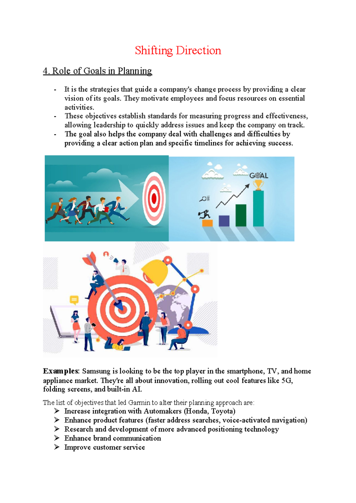 Shifting Direction: The Role of Goals in Strategic Planning - Studocu