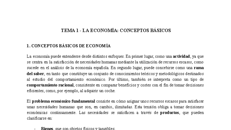 Economía 1: Conceptos Básicos y Modelos de Mercado - Studocu
