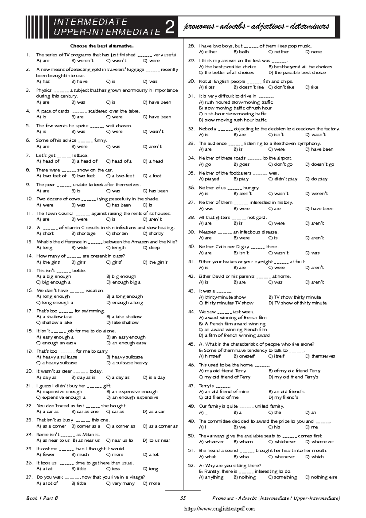 B2 Pronouns adverbs adjectives determines Intermediate Upper Intermediate - 55 I N T ERM EDI AT ...
