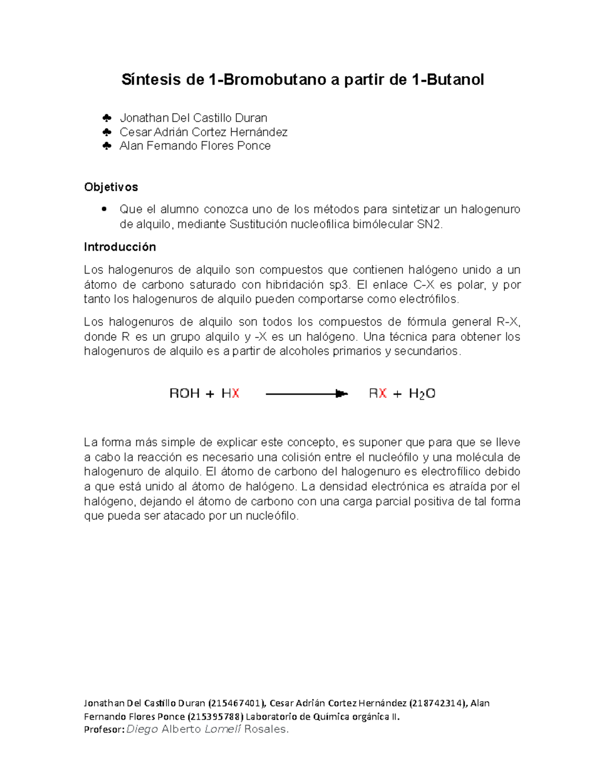Sintesis de 1-Bromobutano a partir de 1-Butanol - Química Orgánica II ...