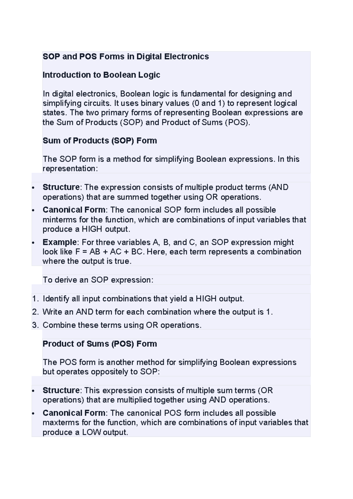 SOP and POS Forms in Digital Electronics: A Comprehensive Overview ...