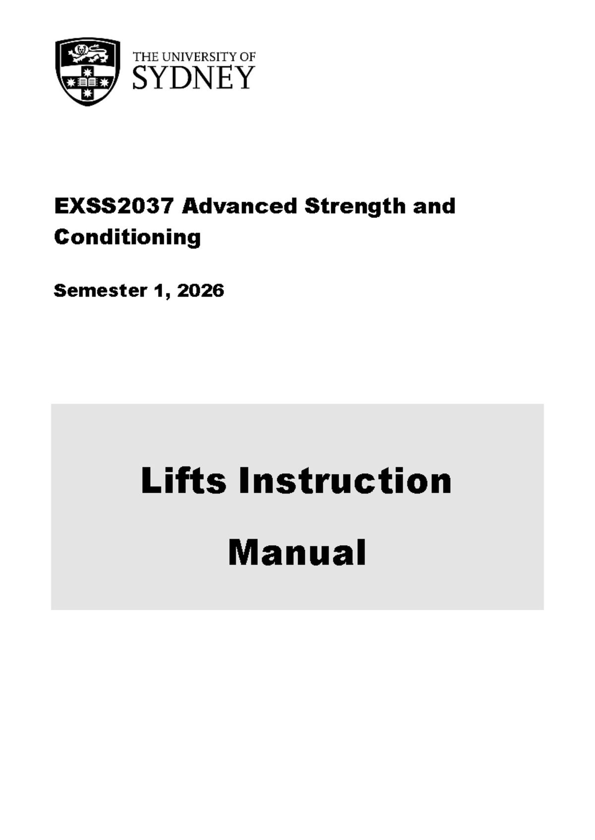 EXSS2037 Advanced Strength & Conditioning Lifts Instruction Manual 2026 ...