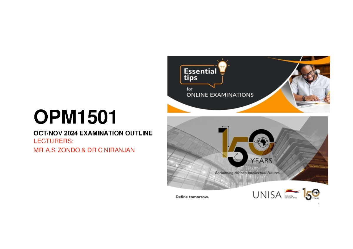 OPM1501 2024 Final Exam Outline and Instructions - Studocu