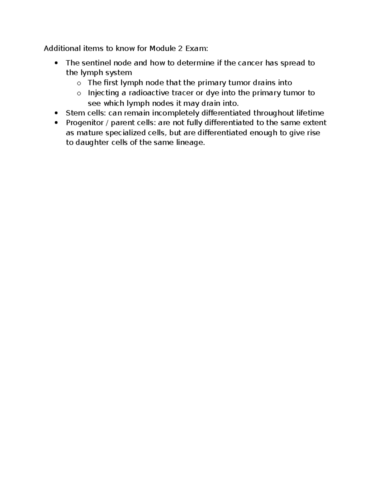 A few additional concepts to know for Patho Module 2 Exam - Additional ...