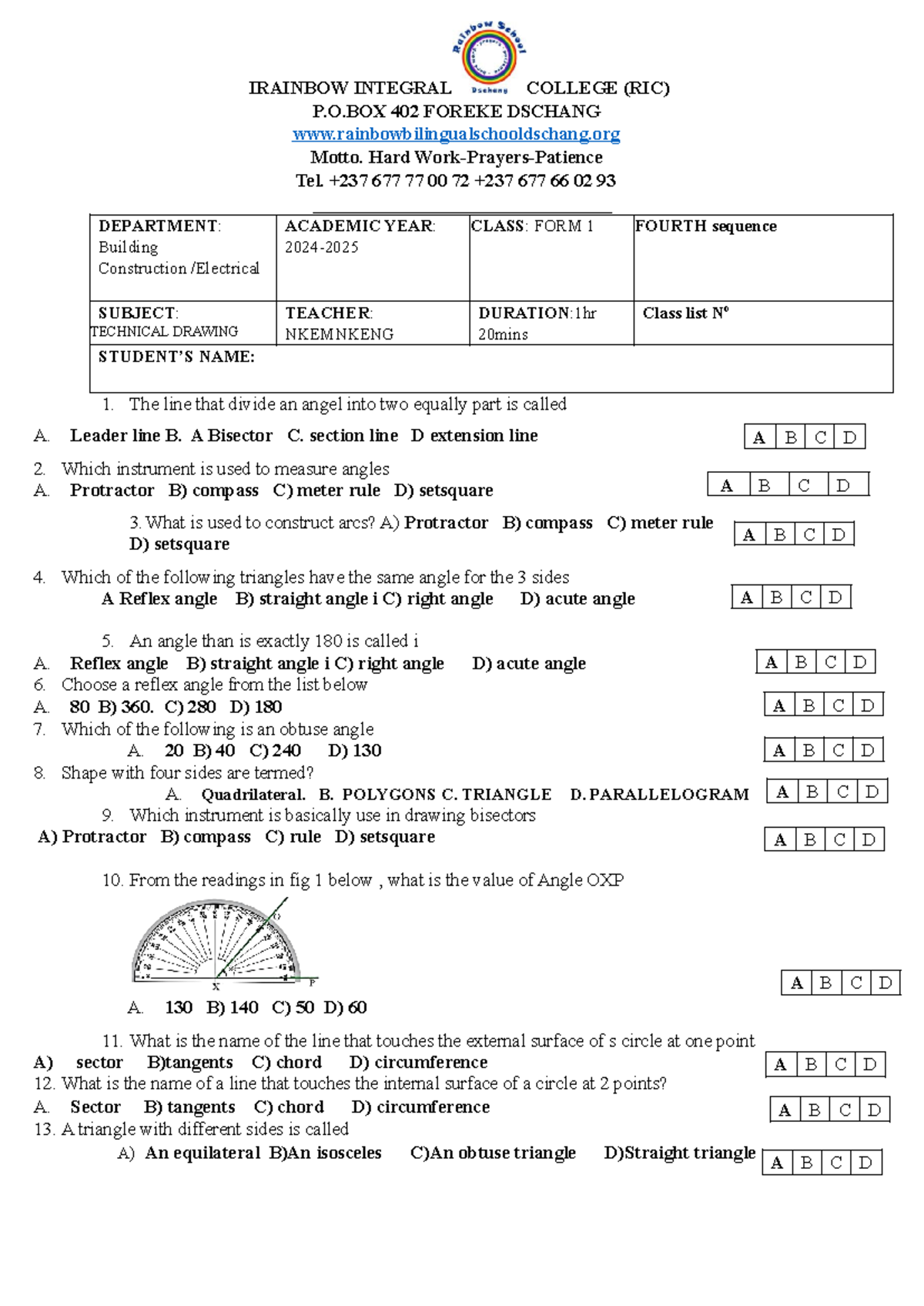 TECH DRAW 1 S4 - Basic questions engineering level 1 - IRAINBOW ...