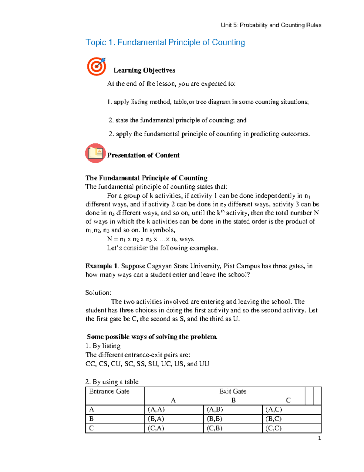 Unit 5: Probability & Counting Rules - Fundamental Principle of ...