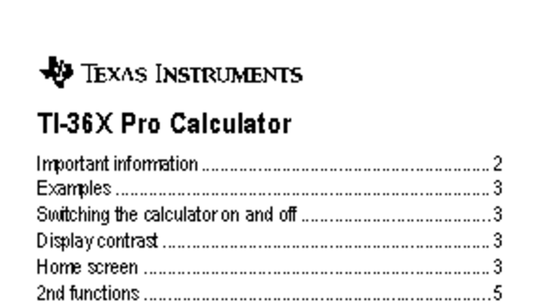 TI-36X Pro Calculator Guidebook: Functions & Examples - Studocu