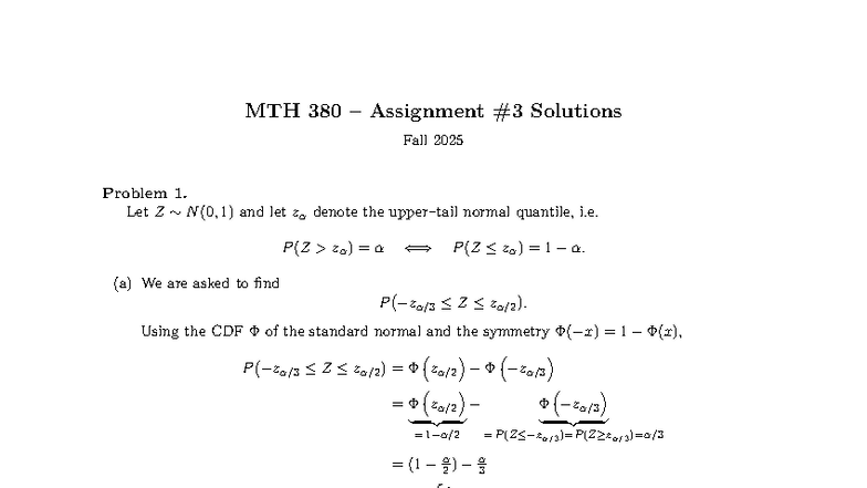 MTH 380 HW3 Solutions Fall 2025: Probability and Statistics Problems ...