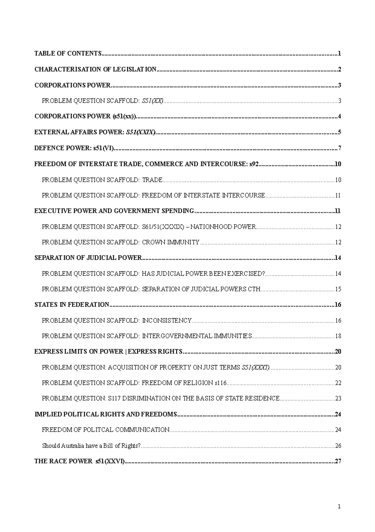 LLB2280 Revised Scaffolds for Constitutional Powers and Interpretations - Studocu