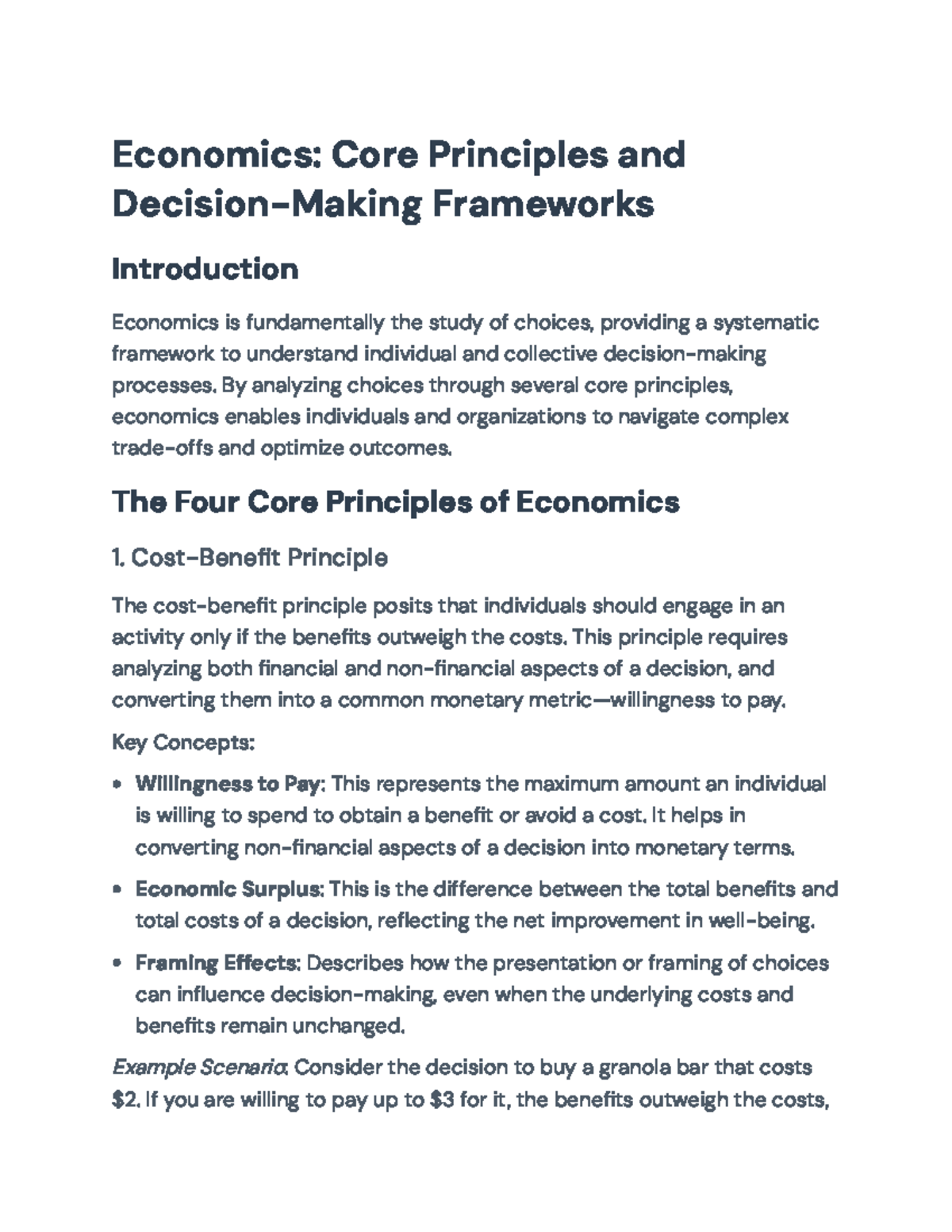 Core Economic Principles: Cost-Benefit, Opportunity Cost & Marginal ...