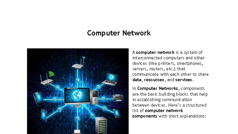 Computer Network Components Overview - CS101 Lecture Notes - Studocu