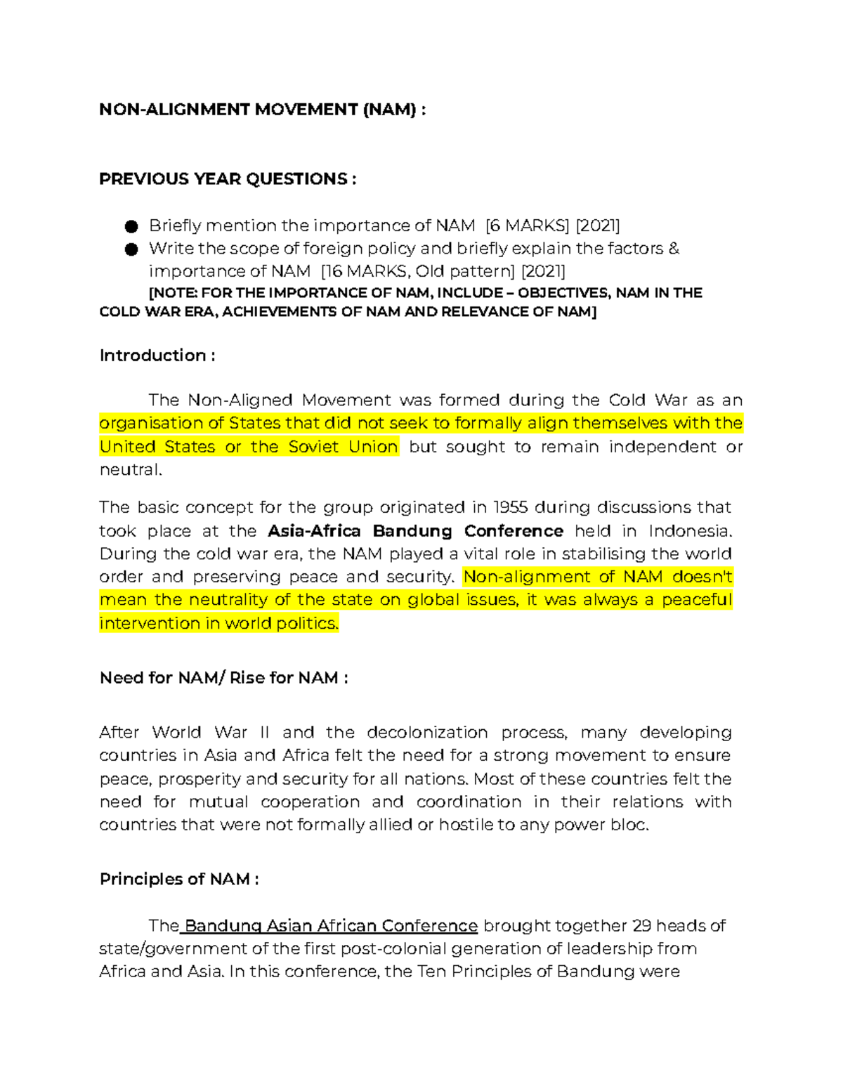 NAM: Key Insights on Non-Alignment Movement, Its Achievements ...