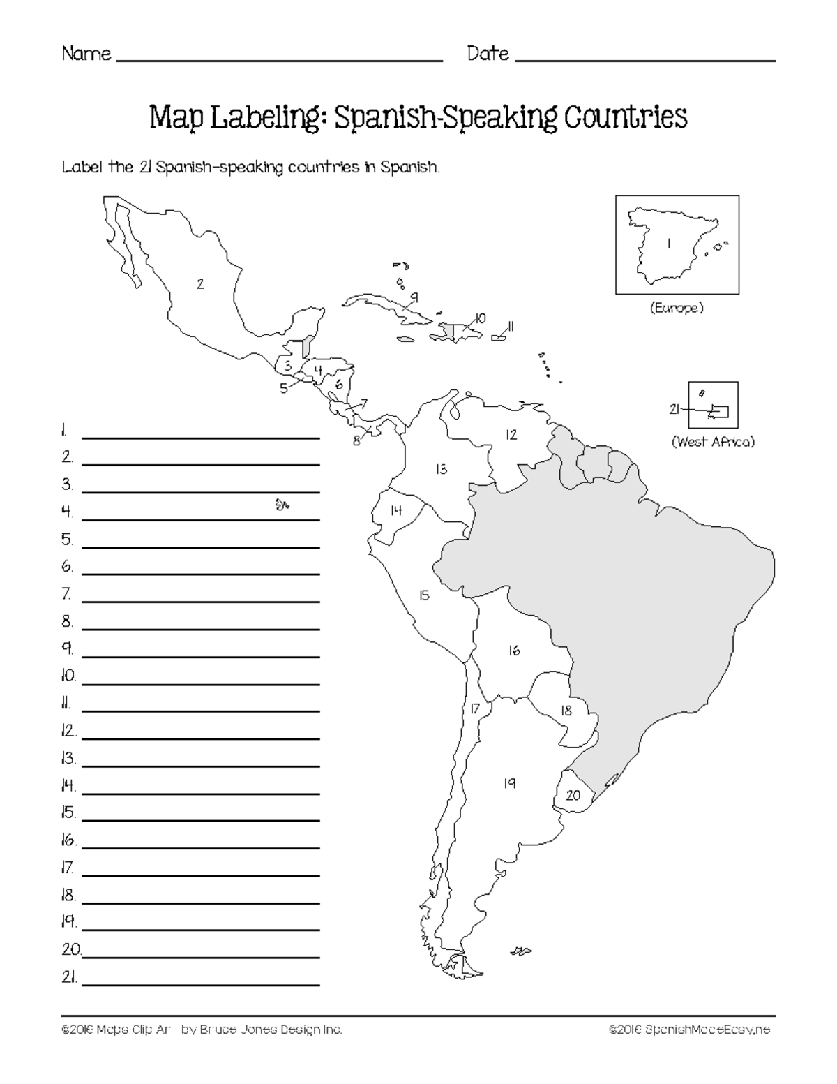 Labeling Countries and Capitals in Spanish: Map Activity - Studocu