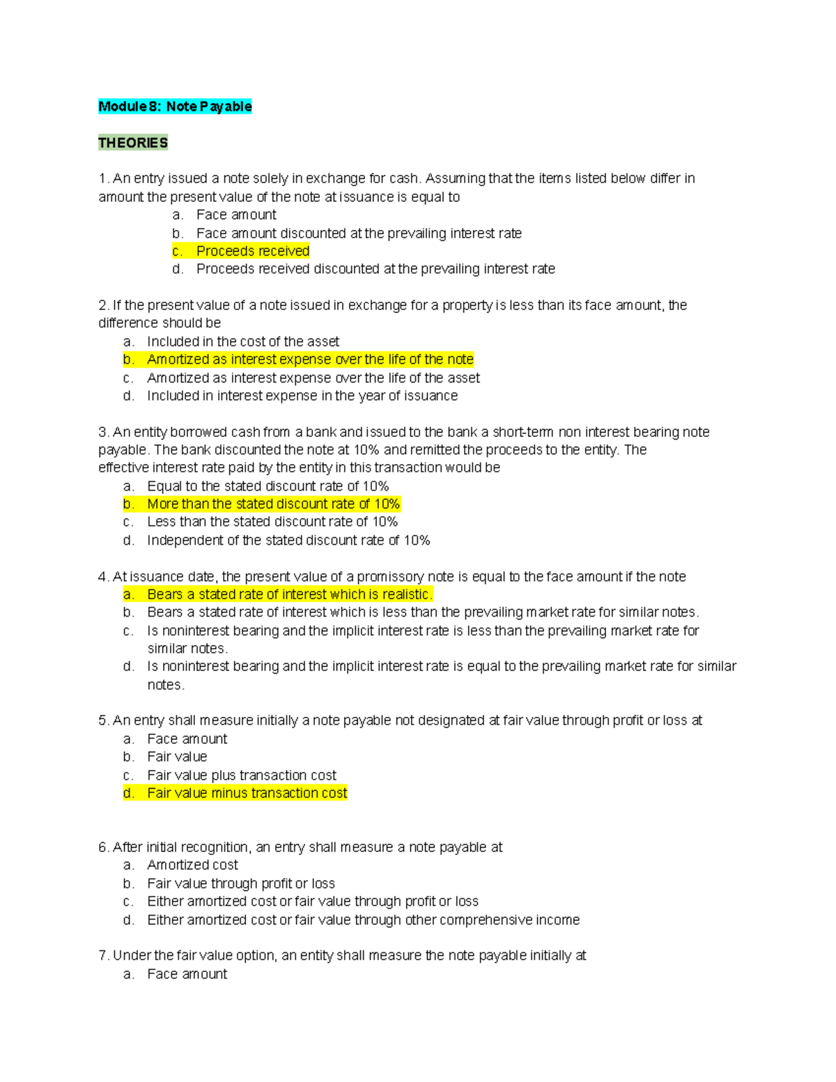 Module 8 - Note Payable Review and Key Concepts - Studocu