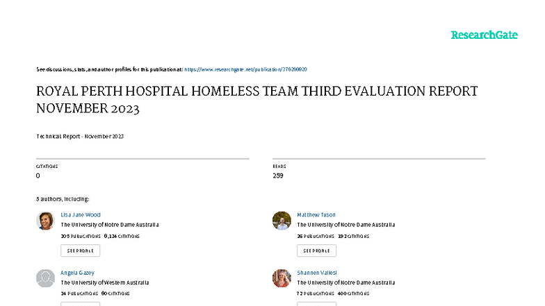 RPH Homeless Team Third Evaluation Report - November 2023 - Studocu