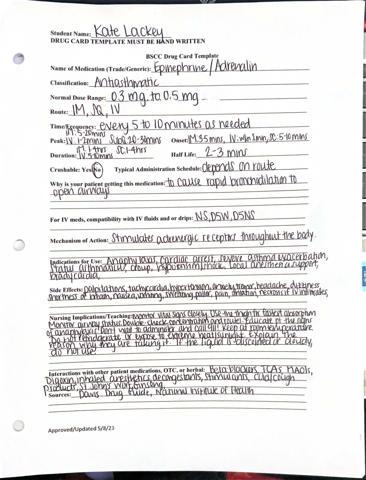 Atropine - Drug Card Template (BSCC) - Studocu