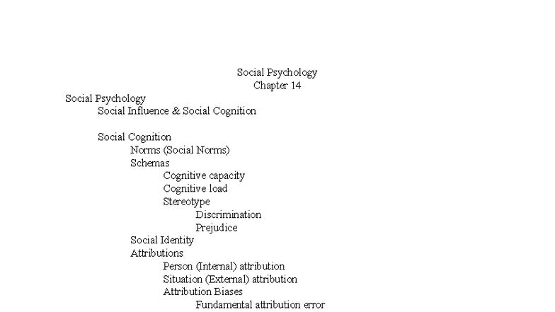 Social Psychology Chapter 14: Social Influence & Cognition Notes ...