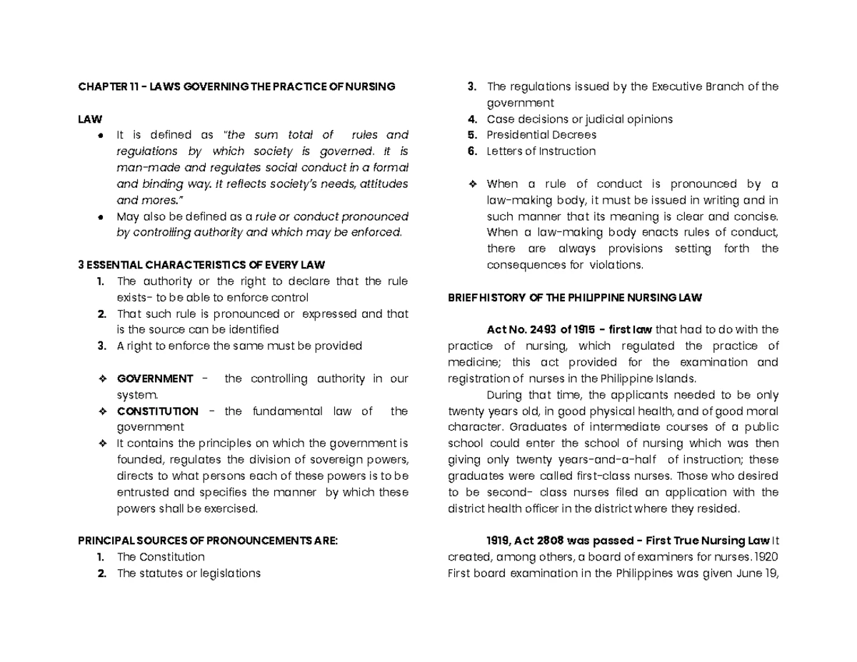 NCM 119 - Chapter 2: Understanding the Nursing License and Registration ...