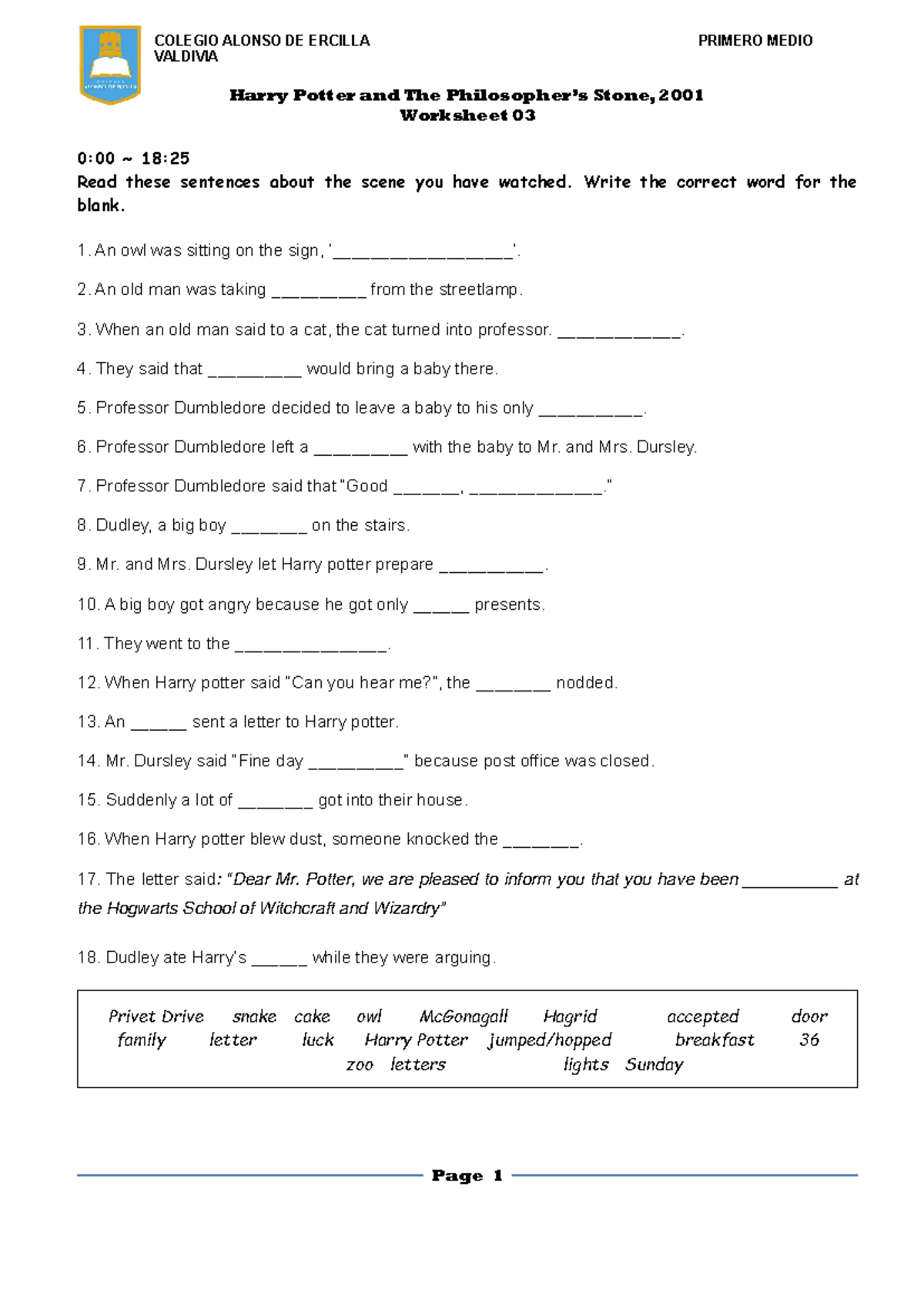1M - Worksheet 03: Harry Potter and The Sorcerer's Stone Analysis - Studocu