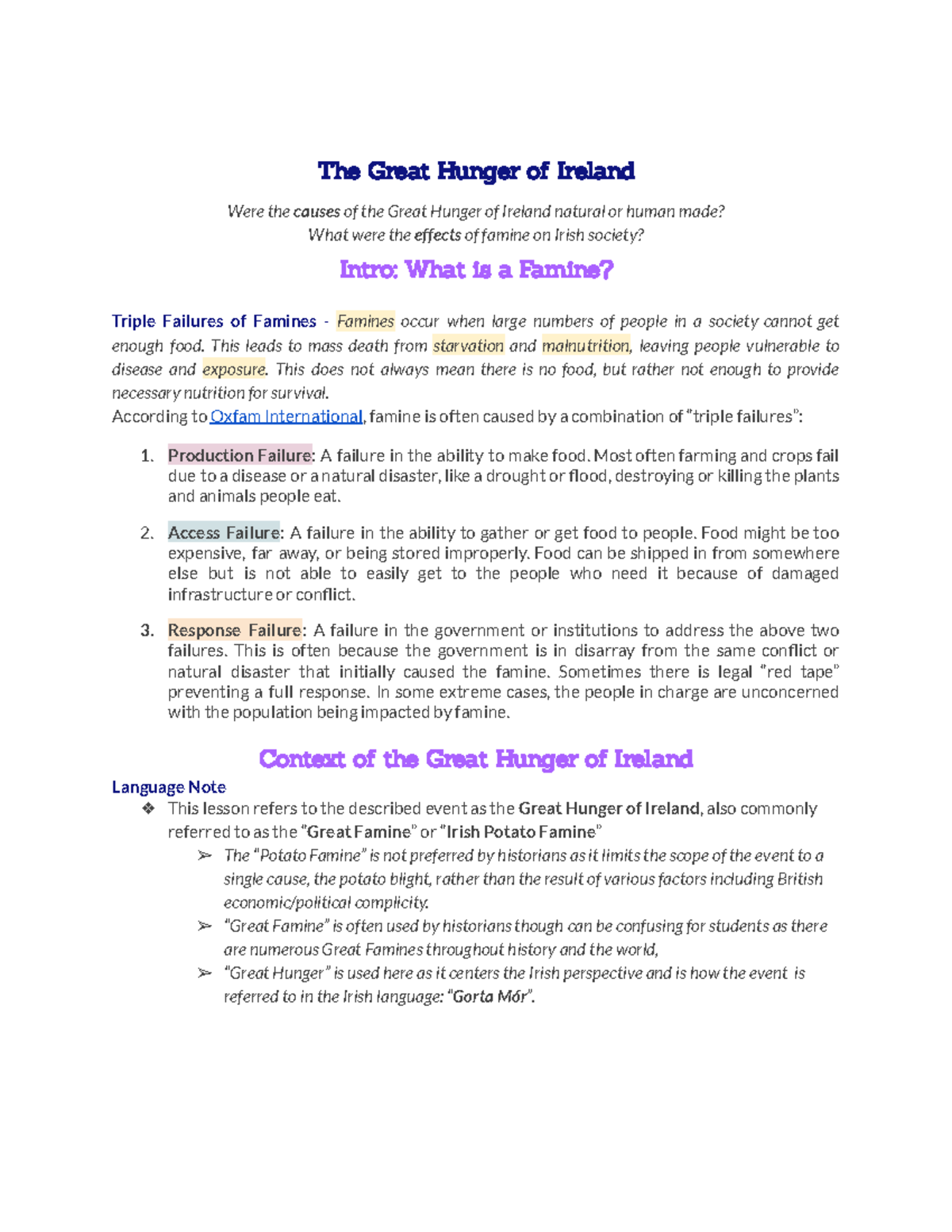 The Great Hunger of Ireland: Causes, Effects, and Historical Context ...