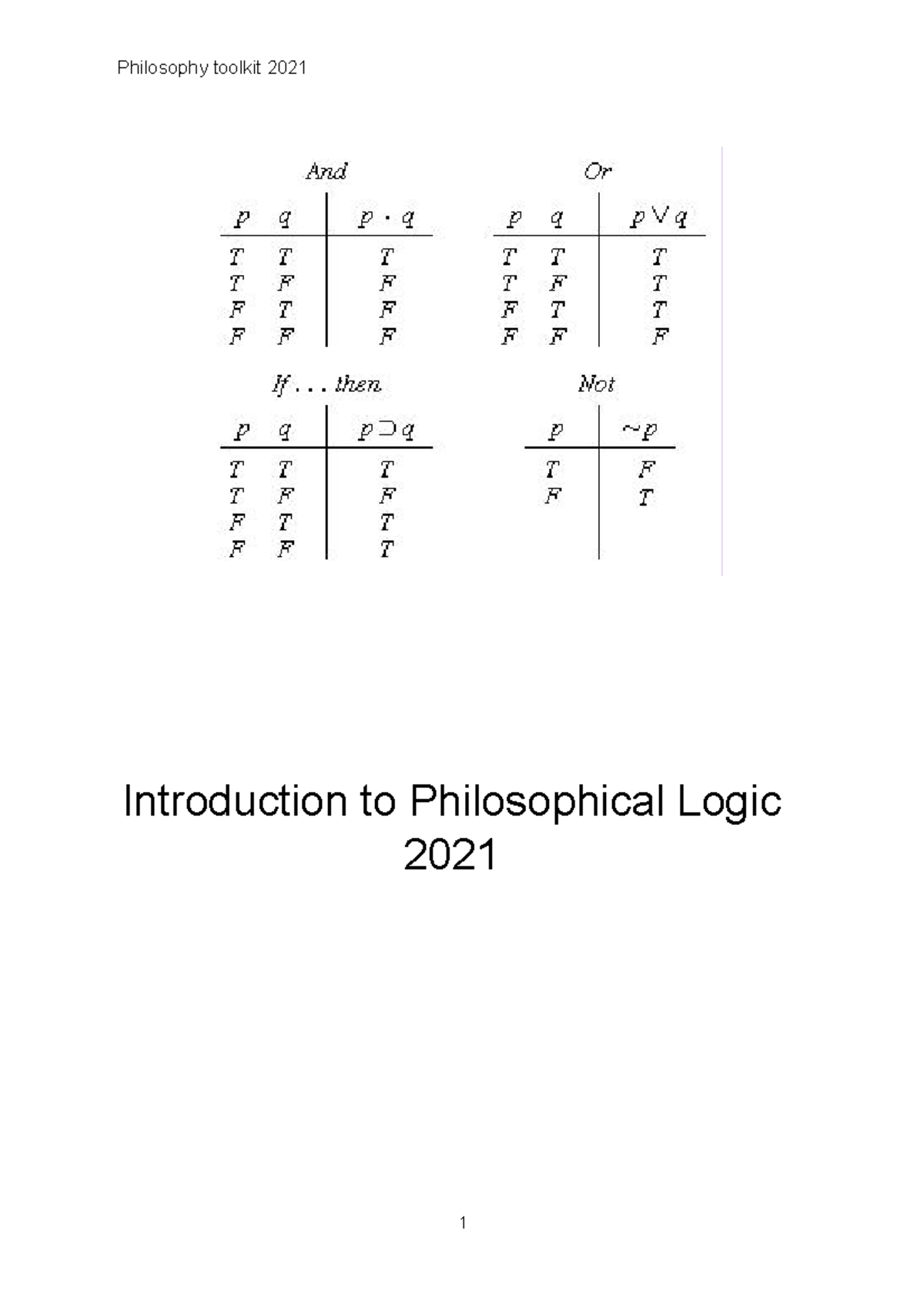 Beginners introduction to Philosophical logic - Introduction to ...