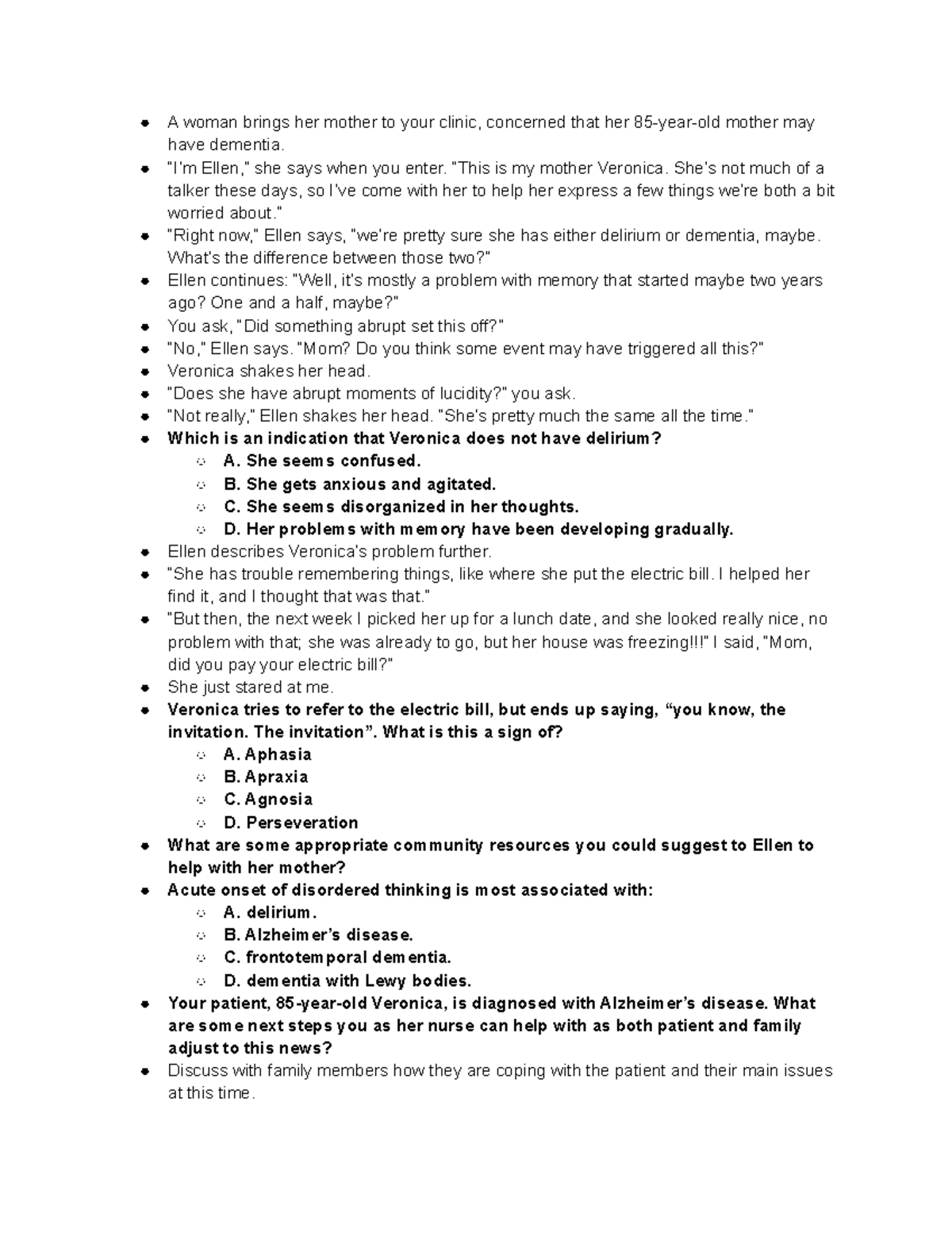 Dementia Case Study: Assessment and Management of Alzheimer's Disease ...