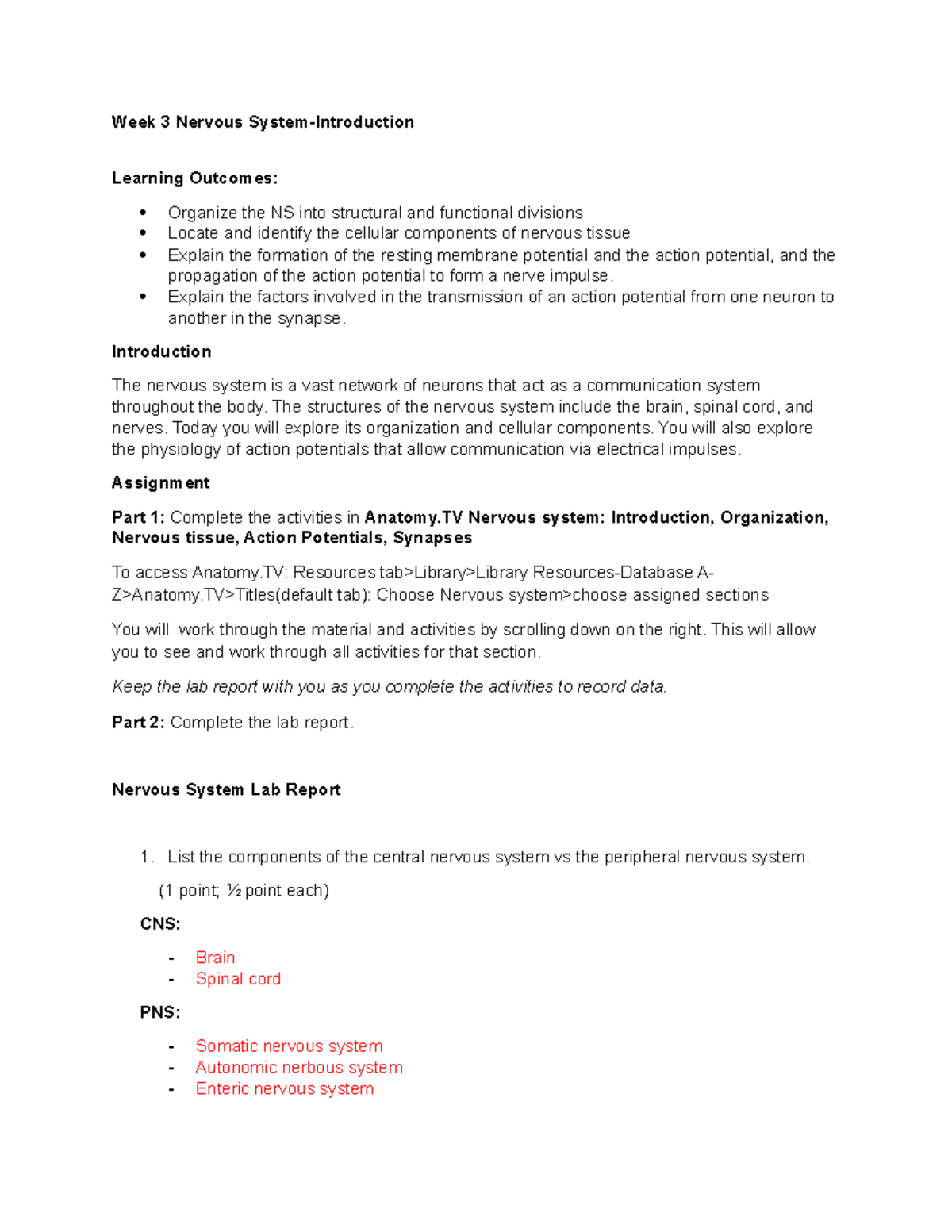 Week 3 Lab: Exploring Nervous Tissue and Action Potentials - Studocu