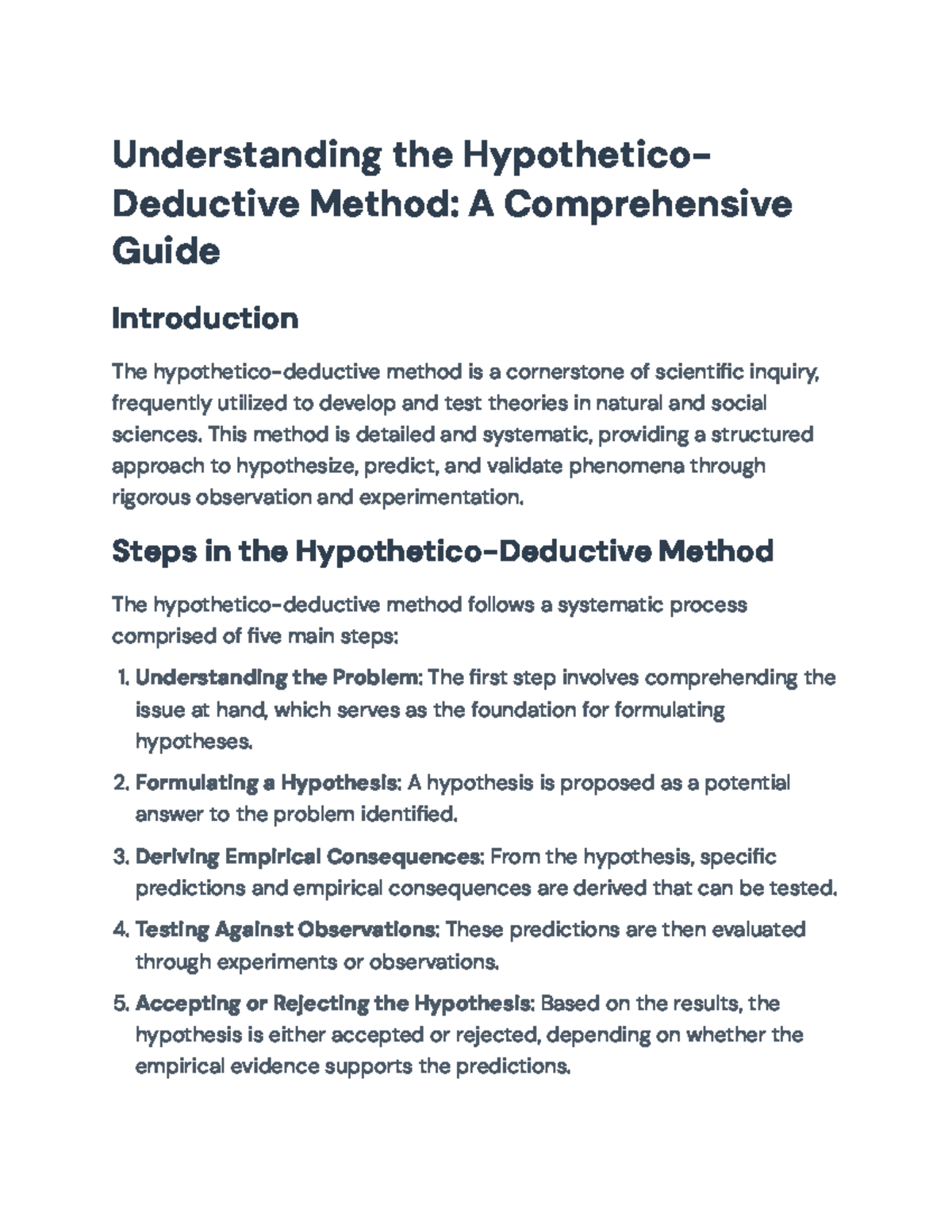 Understanding the Hypothetico-Deductive Method: A Comprehensive Guide ...