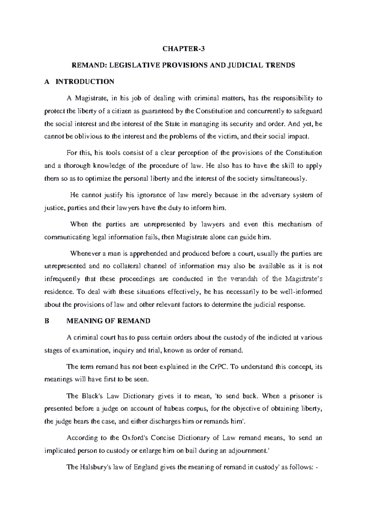 REMAND: LEGISLATIVE PROVISIONS & JUDICIAL TRENDS IN CRIMINAL LAW - Studocu