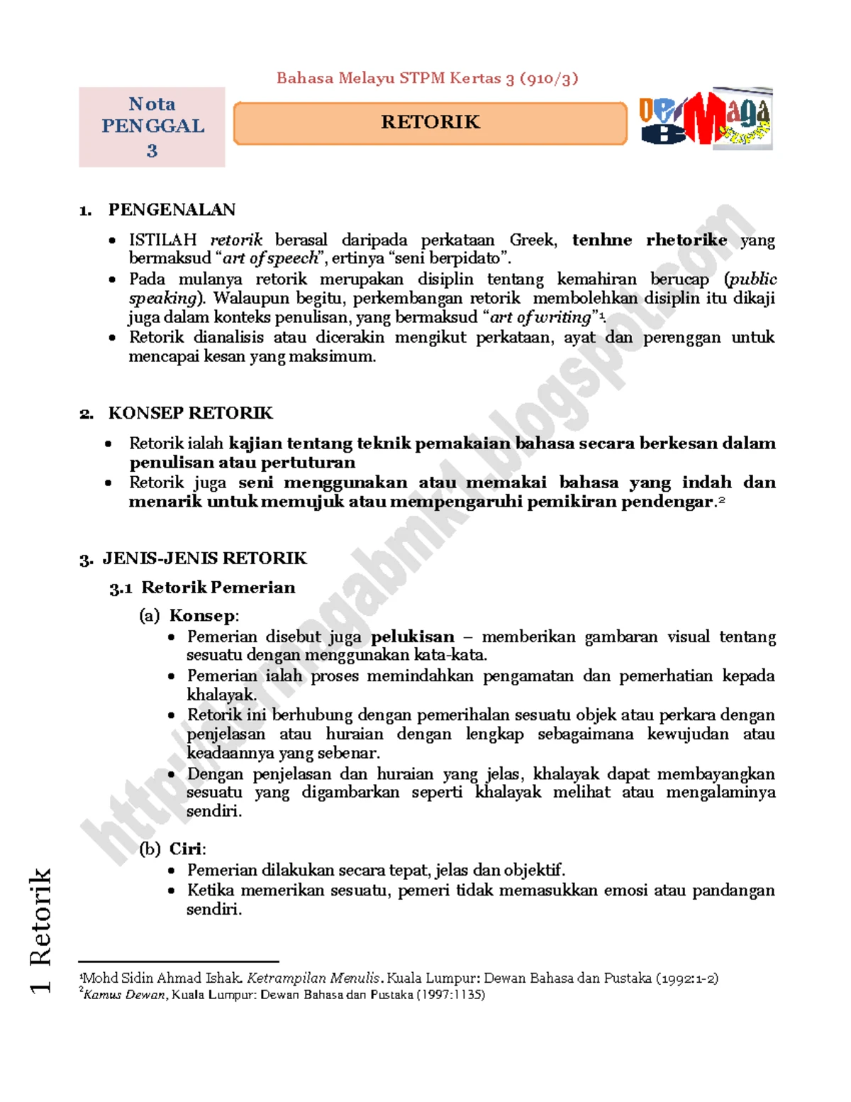 NOTA Ringkas BM SEM 3 - STPM BM Semester 3 - KEM MATA PELAJARAN BAHASA ...