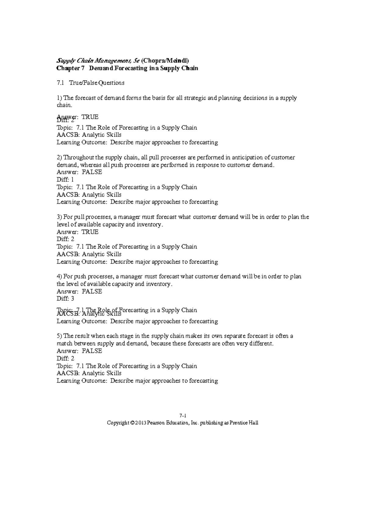 Supply Chain Management 5e: Chapter 8 Aggregate Planning Q&A - Studocu