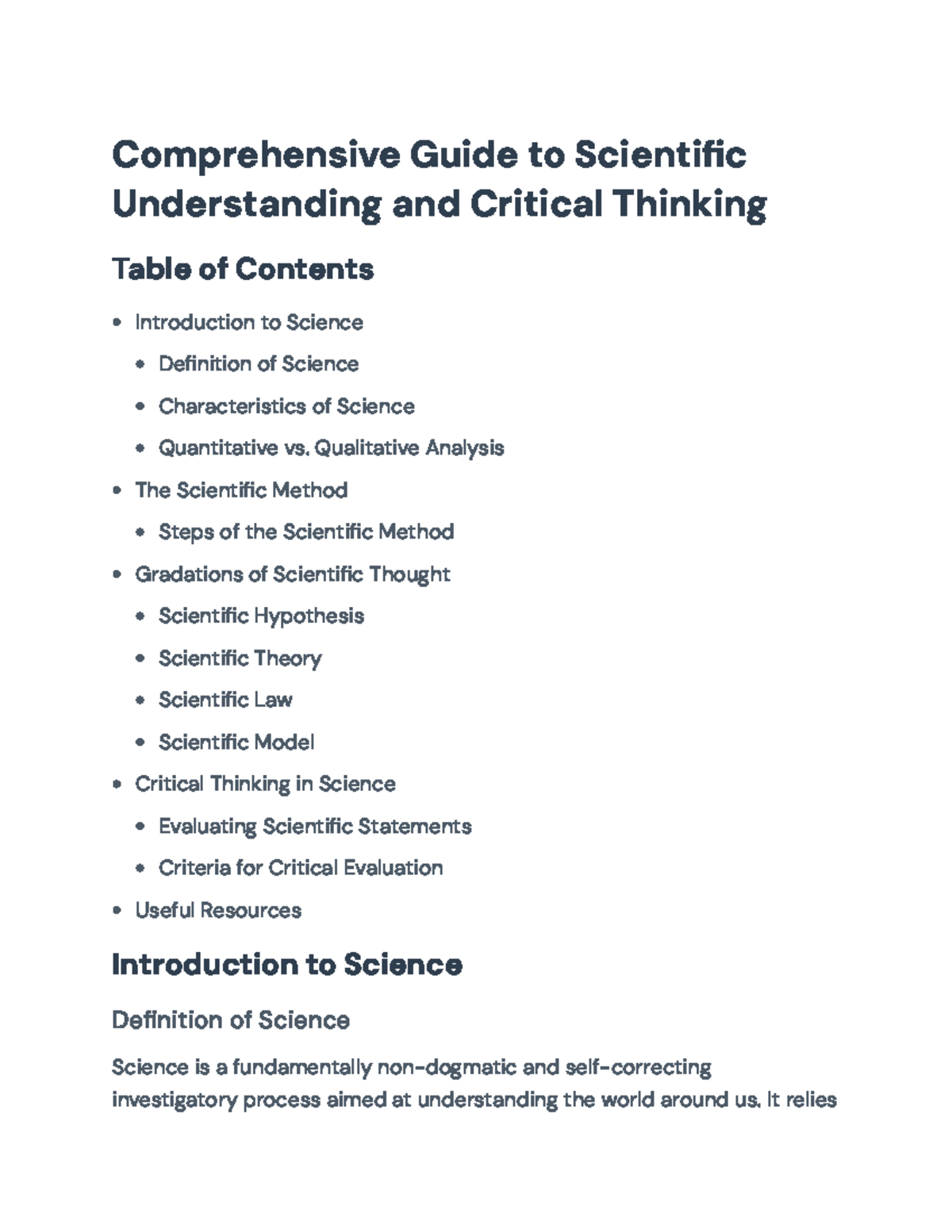 Comprehensive Guide to Scientific Understanding and Critical Thinking ...