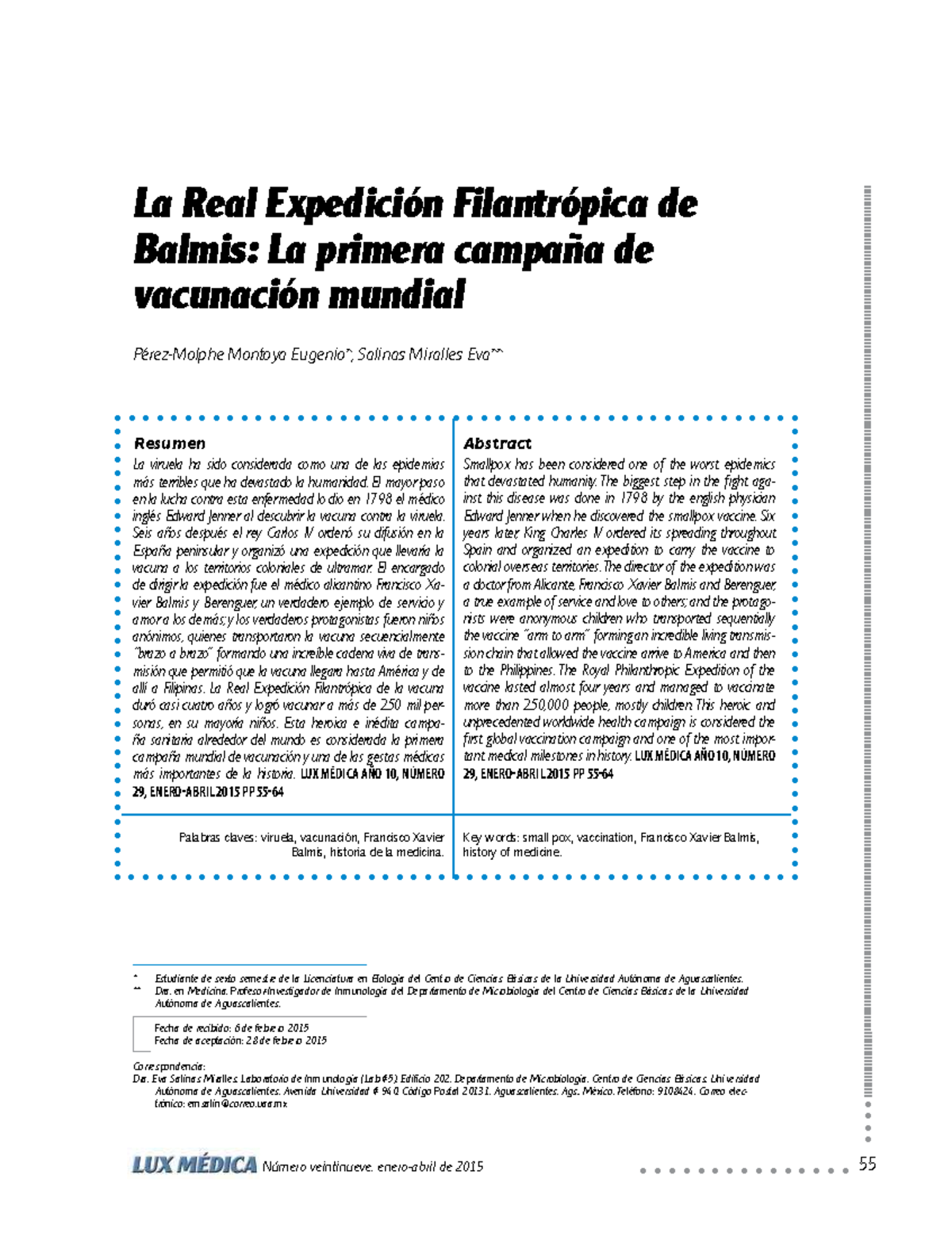 La Real Expedición Filantrópica de Balmis: Primera Campaña de ...