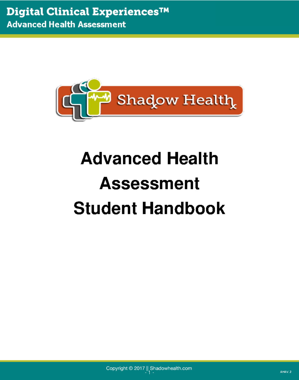 AHAV Advanced Health Assessment Student Handbook v2: Key Components and ...