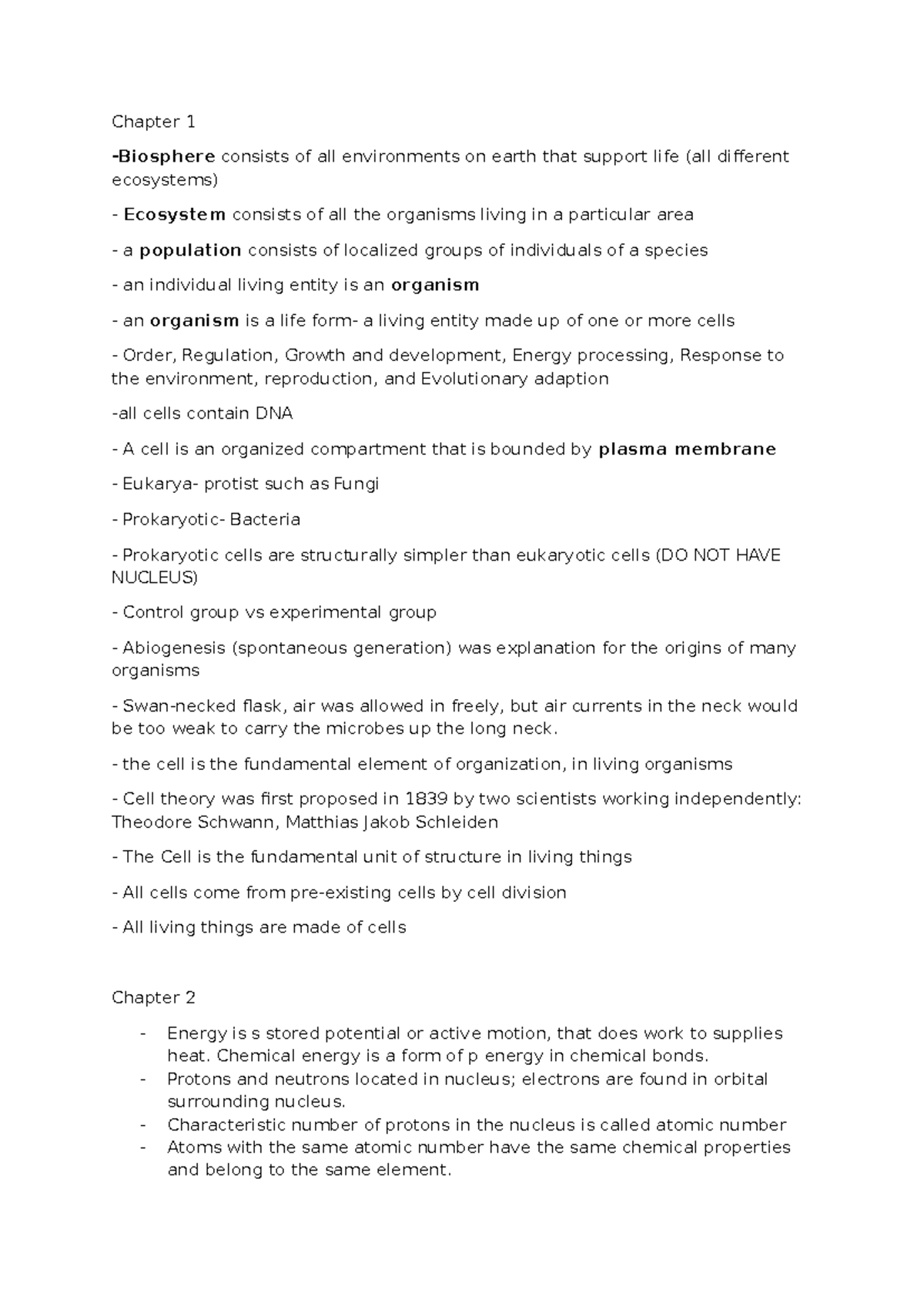 Bio 11 notes - Chapter 1 -Biosphere consists of all environments on ...